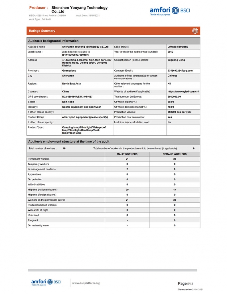 BSCI Audit Report Avaiable Now, Shenzhen Youyang Technology Co., Ltd.